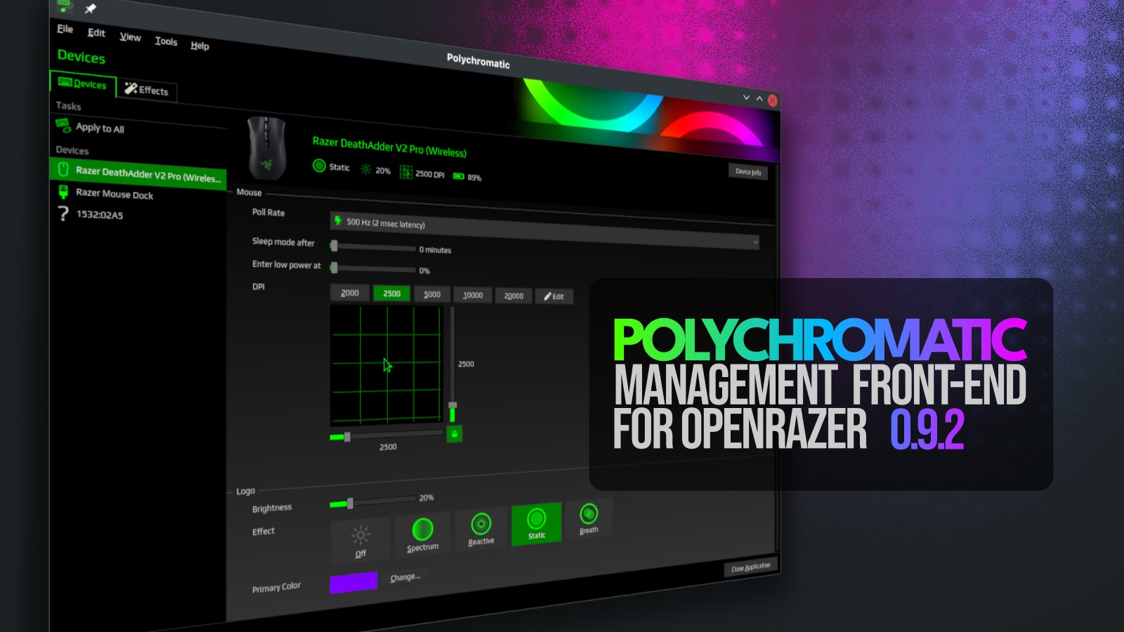 Polychromatic 0.9.2 Front-End for OpenRazer Released
